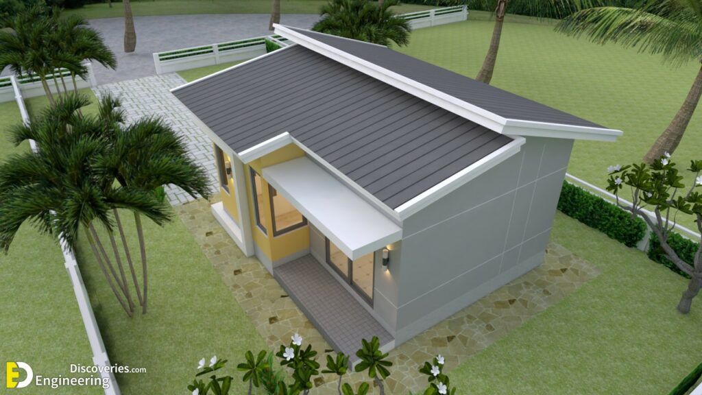Small House Design Plans 5.5×6.5m With One Bedroom Shed Roof ...